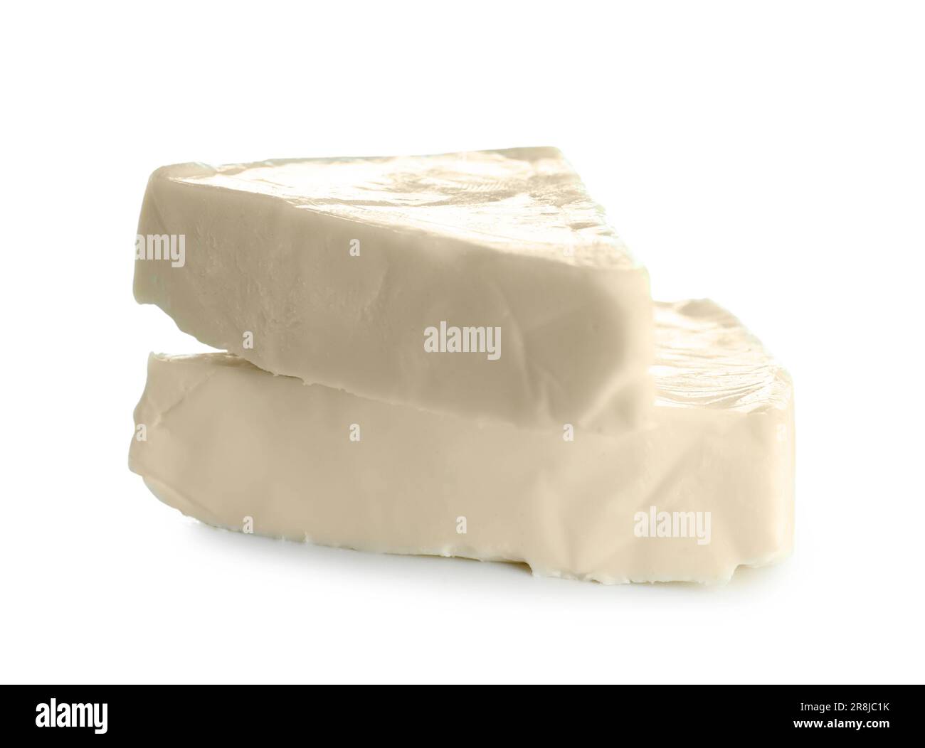Triangles of tasty processed cheese on white background Stock Photo - Alamy
