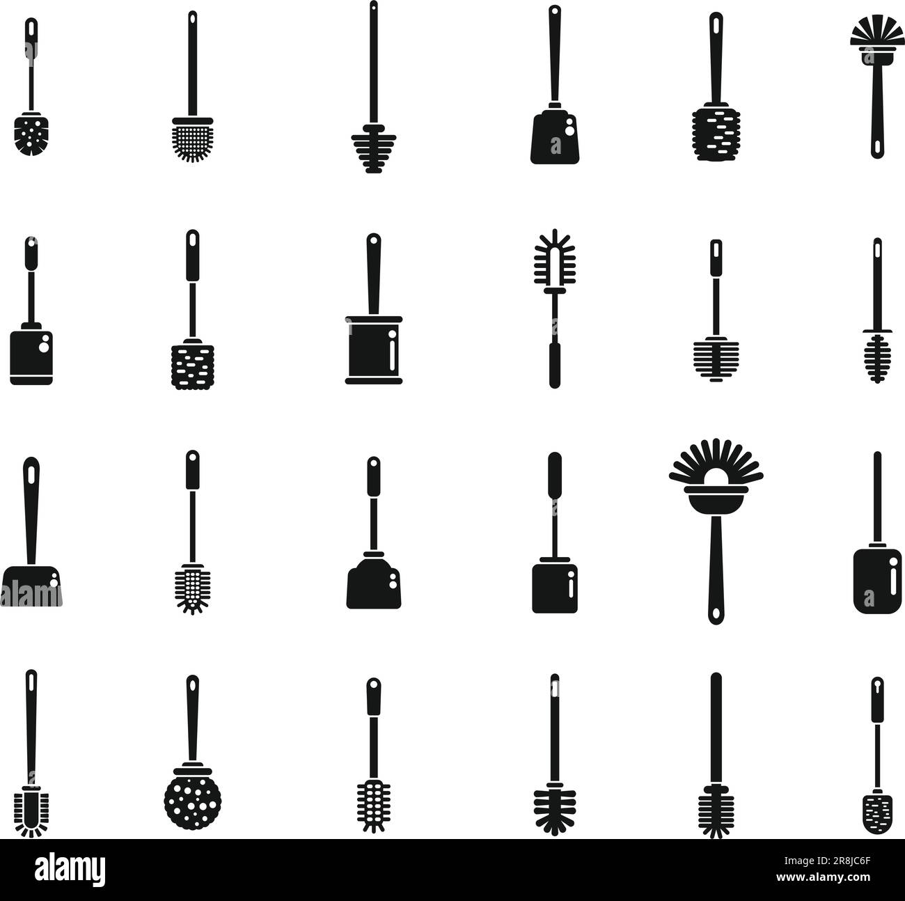 Toilet brush icons set simple vector. Home clean. Brush equipment Stock ...