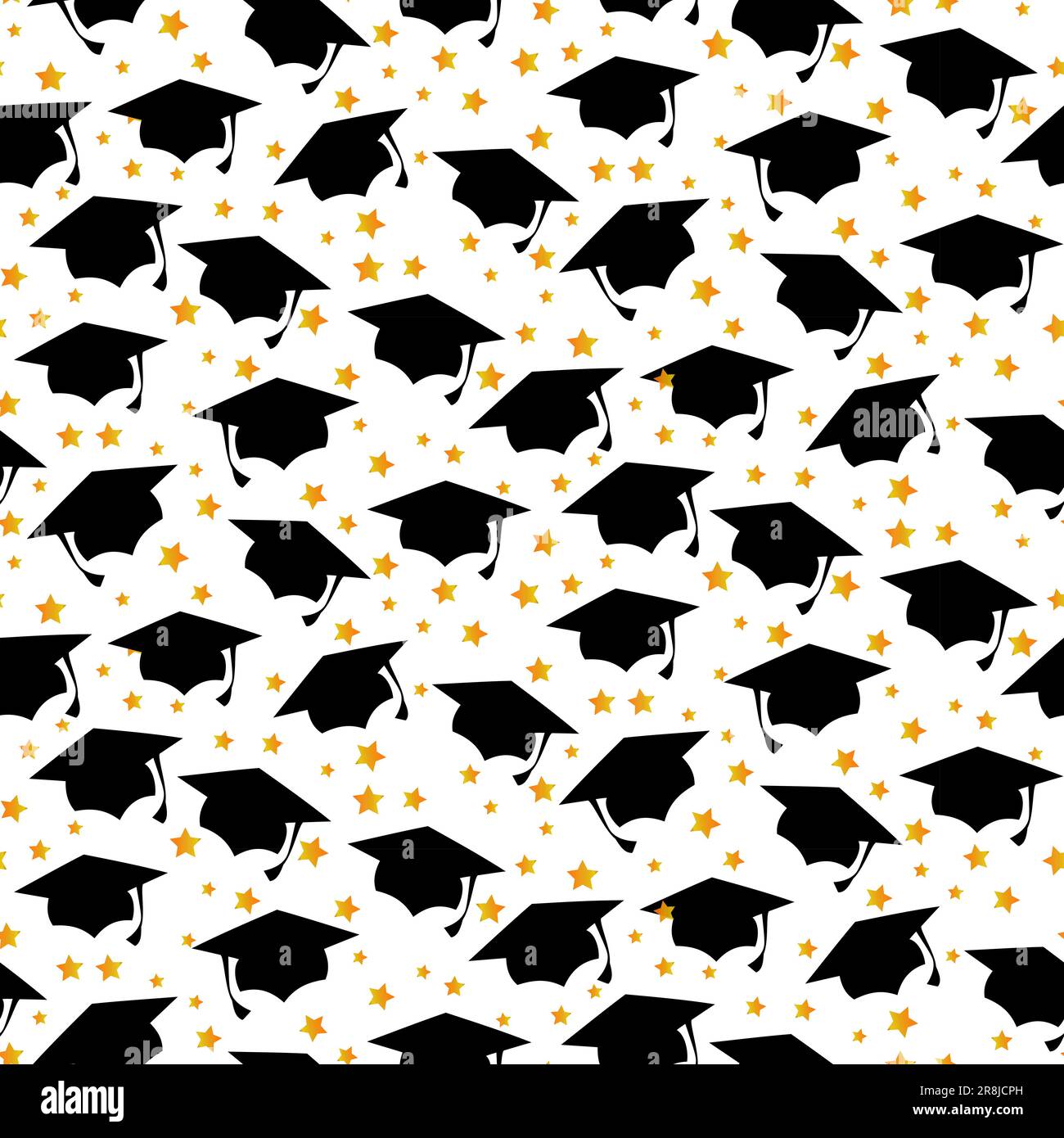 Graduate hat black flat seamless pattern for wallpaper, wrapping paper ...
