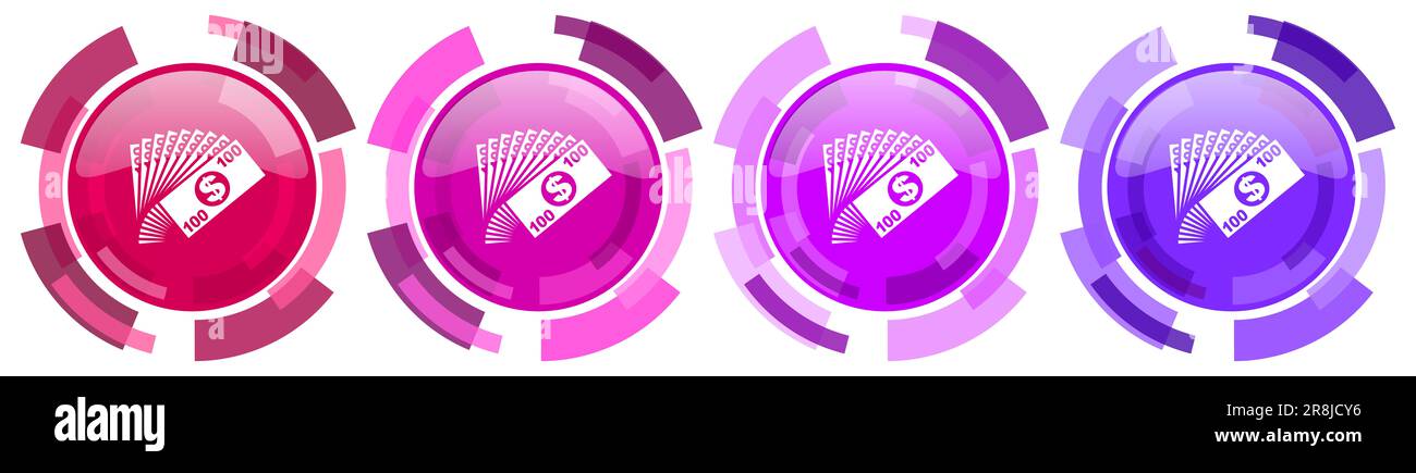 Money colorful icons collection, round glossy icon set isolated on ...