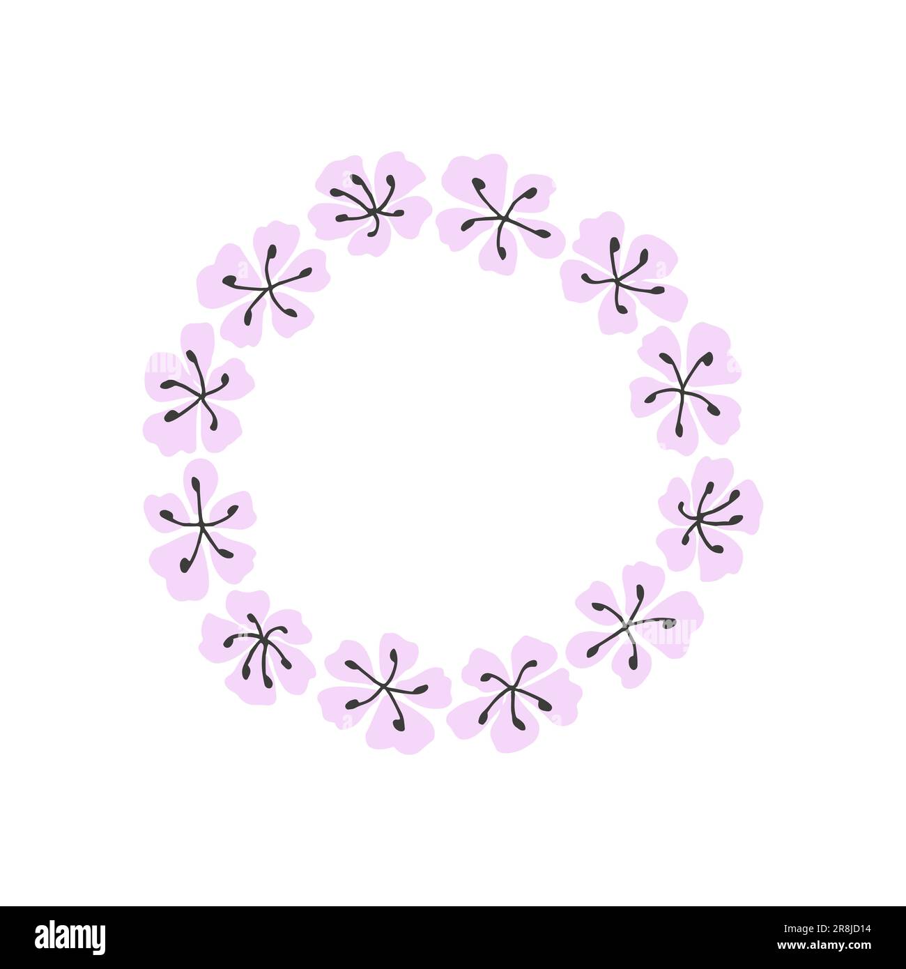 Flower wreath isolated on white background. Simple doodle floral ...