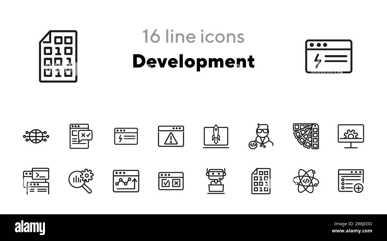 Software development flat line Stock Vector Images - Alamy