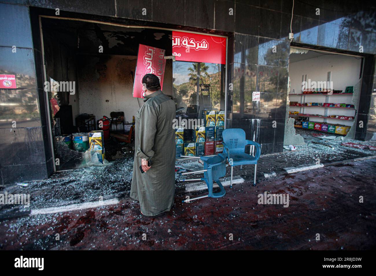 Al Laban Al Sharkiyeh, Palestine. 21st June, 2023. A Palestinian man ...