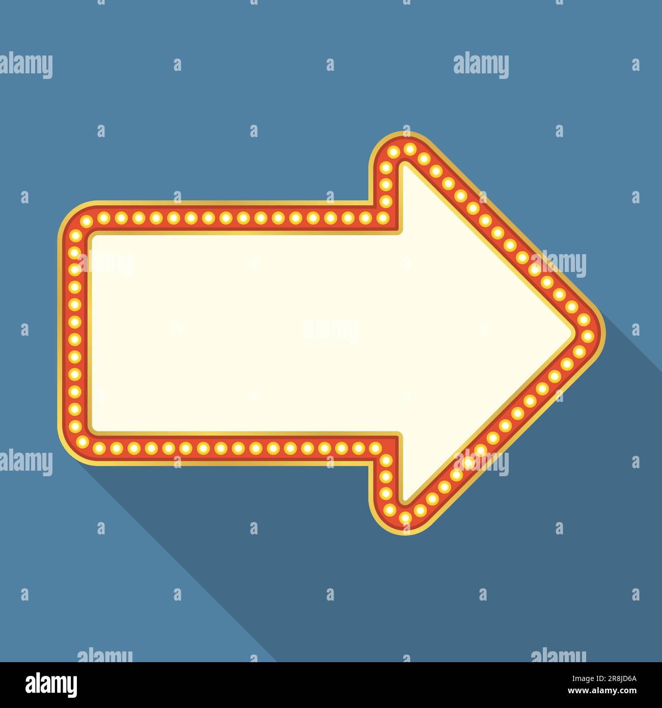 Retro banner with lights shaped as arrow, flat design with long shadow ...