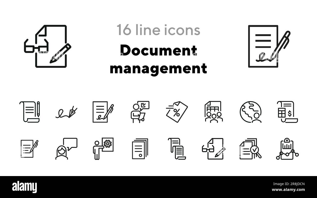 Document management line icon set Stock Vector Image & Art - Alamy