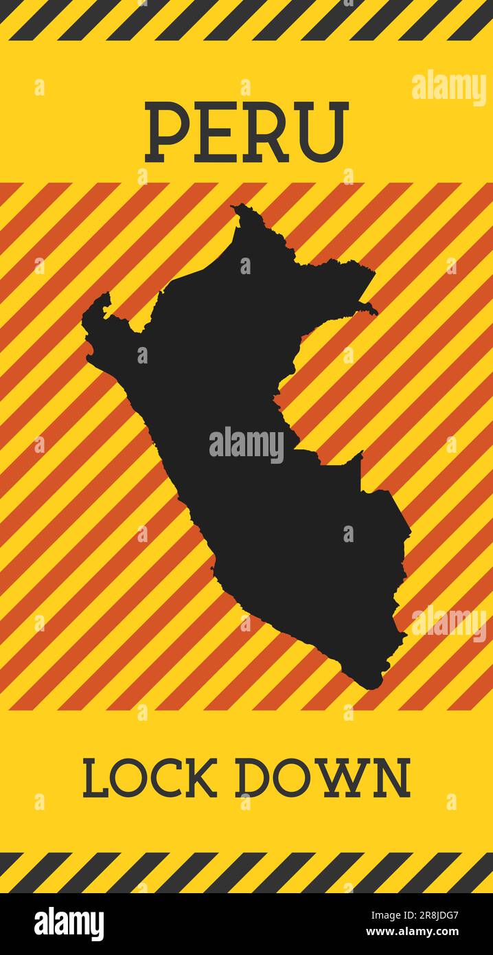 Peru Lock Down Sign. Yellow country pandemic danger icon. Vector ...