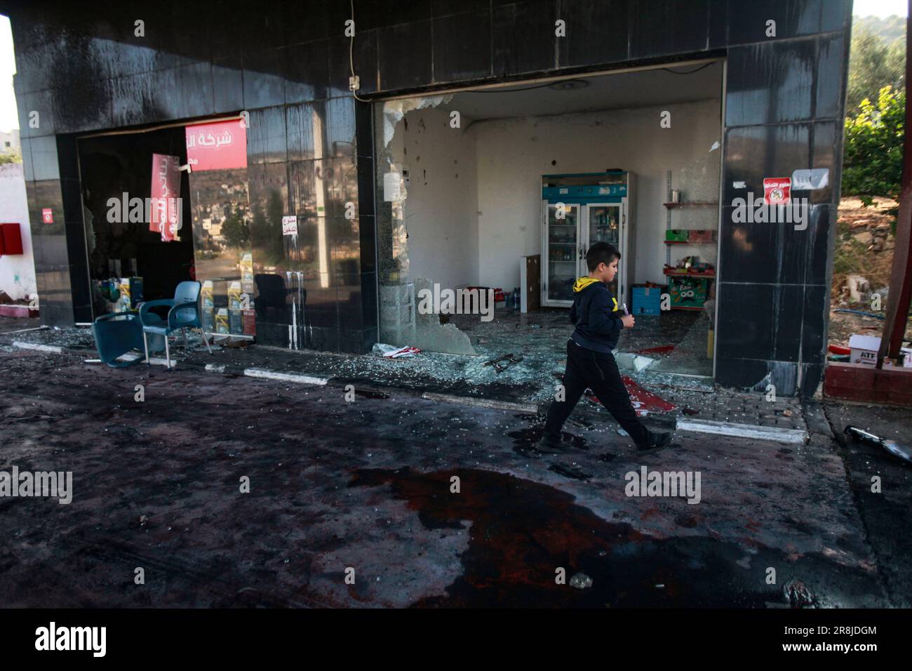 Al Laban Al Sharkiyeh, Palestine. 21st June, 2023. View of a destroyed ...