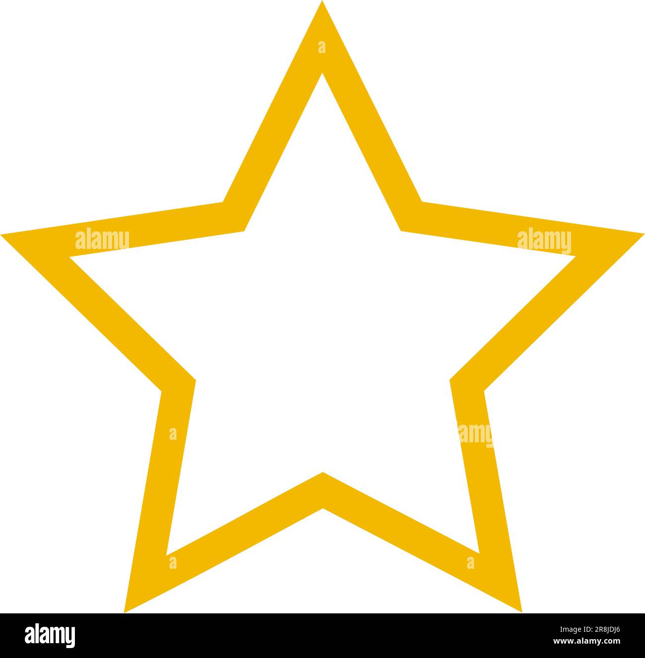 Gold star isolated on white background. Yellow outline in the shape of a star. Vector ...