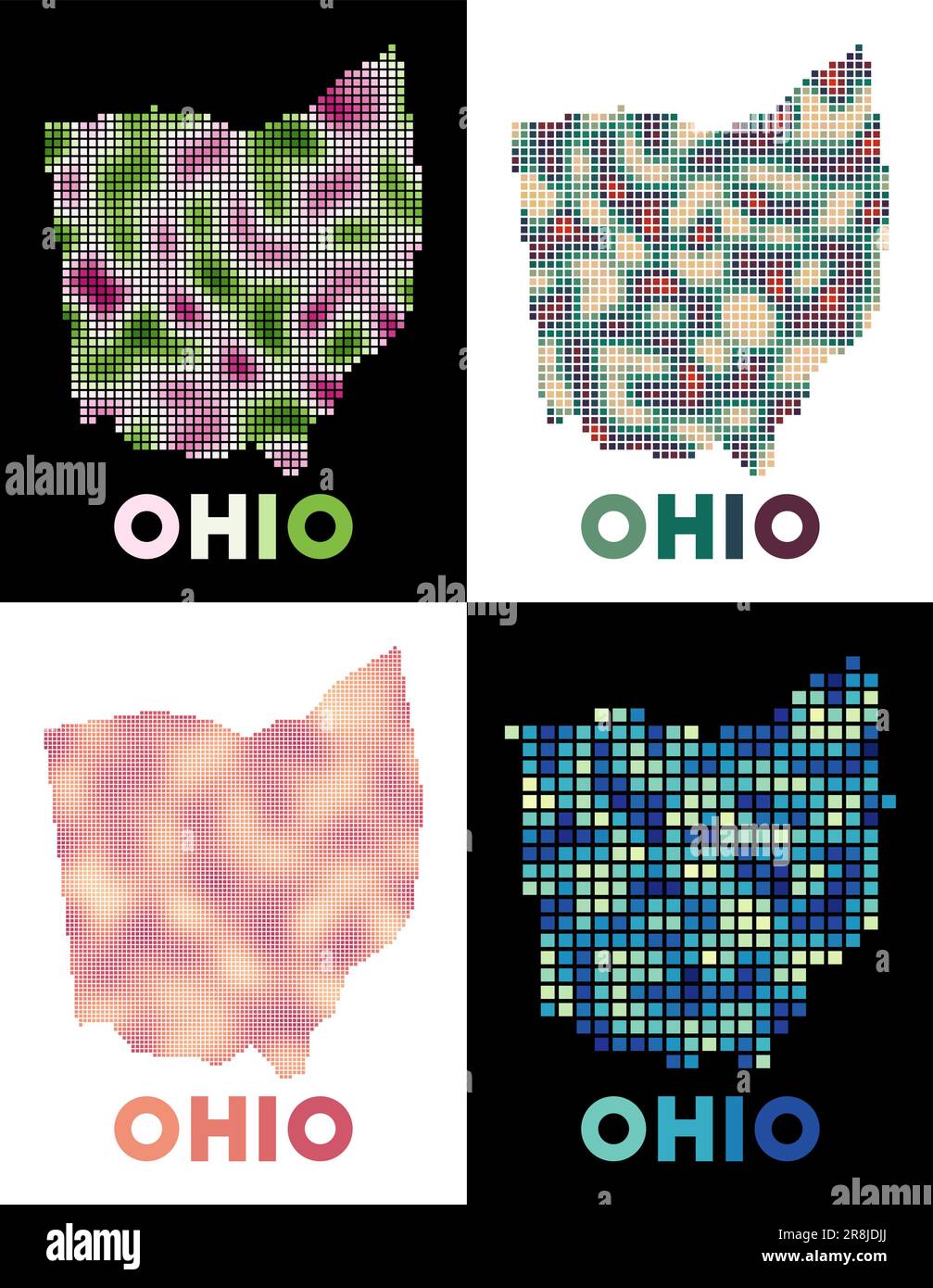 Ohio map. Collection of maps of Ohio in dotted style. Borders of the US ...