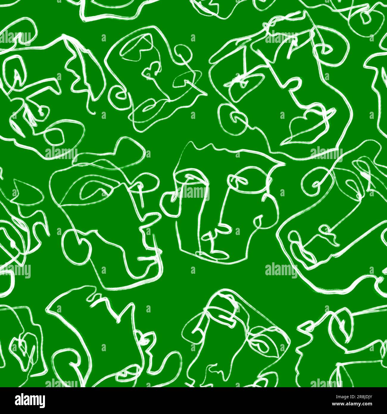 Abstract line art portraits seamless faces pattern for wallpaper and ...