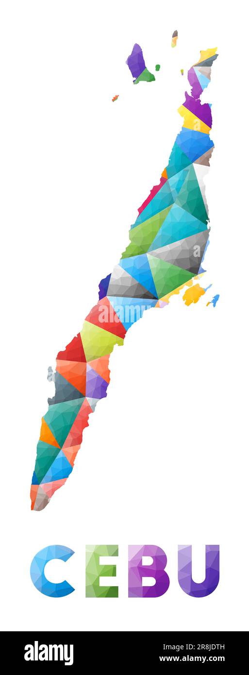 Cebu - colorful low poly island shape. Multicolor geometric triangles ...