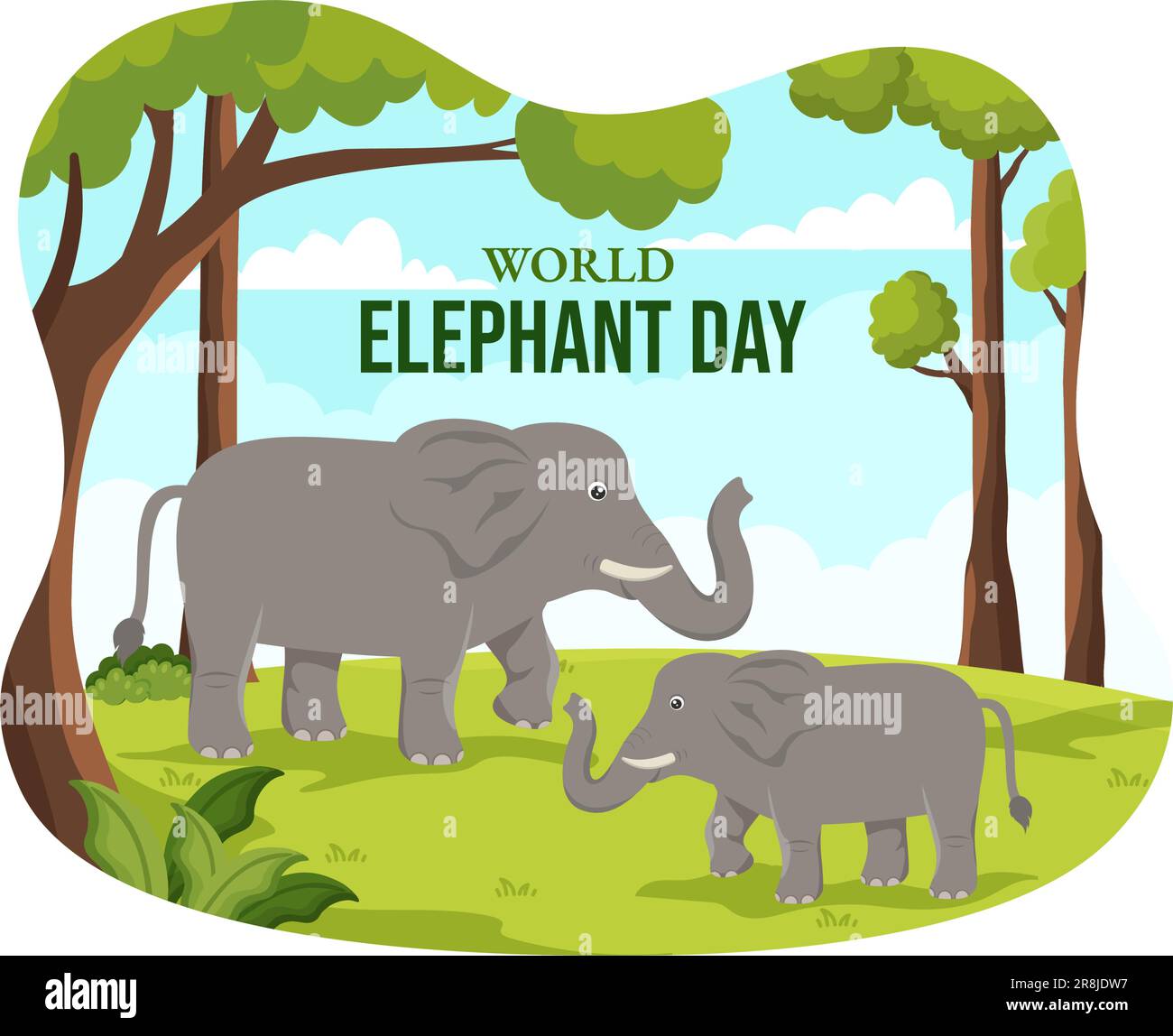 World Elephant Day Vector Illustration on 12 August with Elephants ...