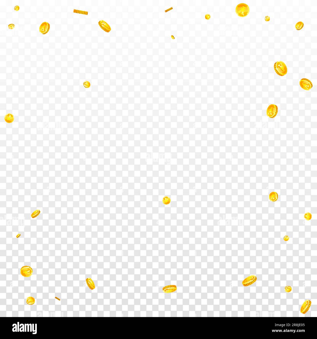 Chinese yuan coins falling. Scattered gold CNY coins. China money ...