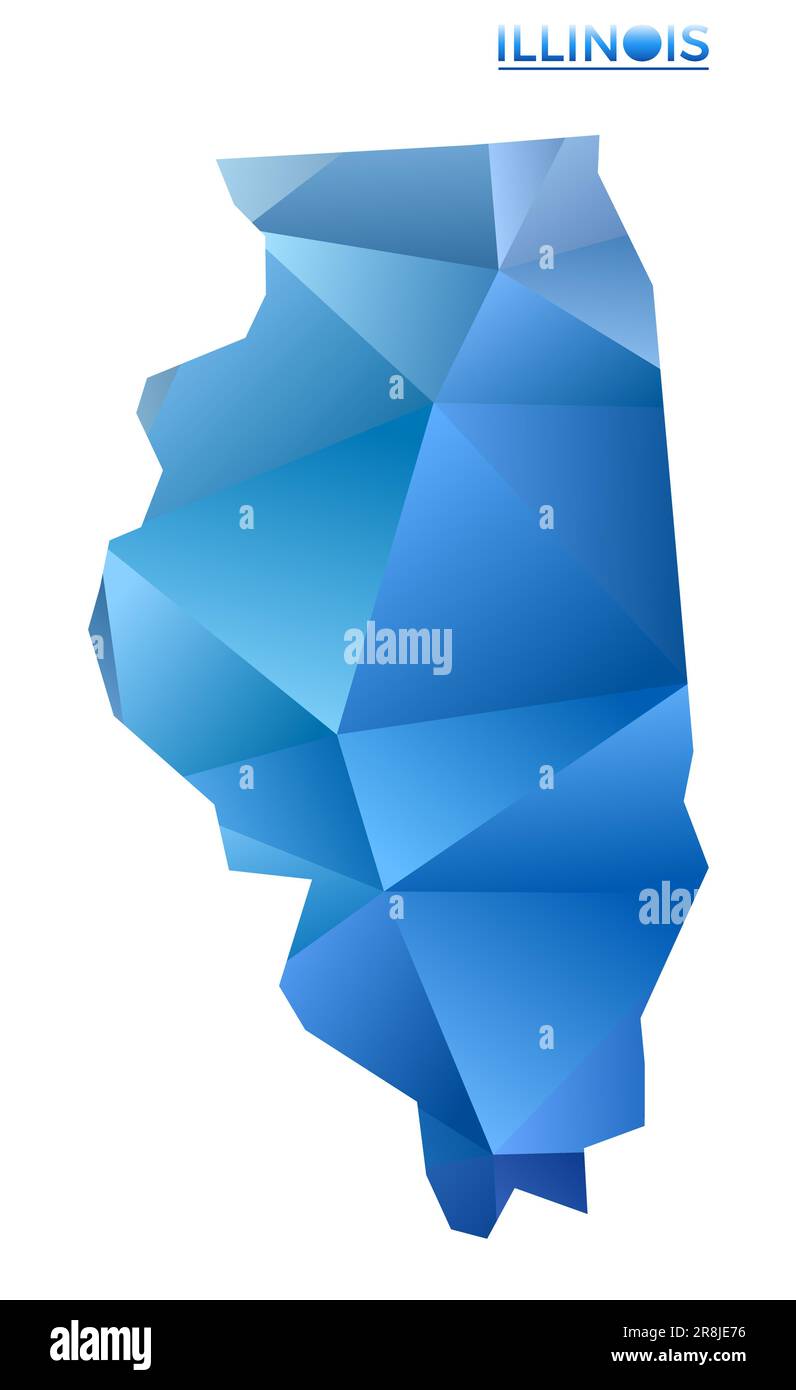 Vector polygonal Illinois map. Vibrant geometric US state in low poly ...