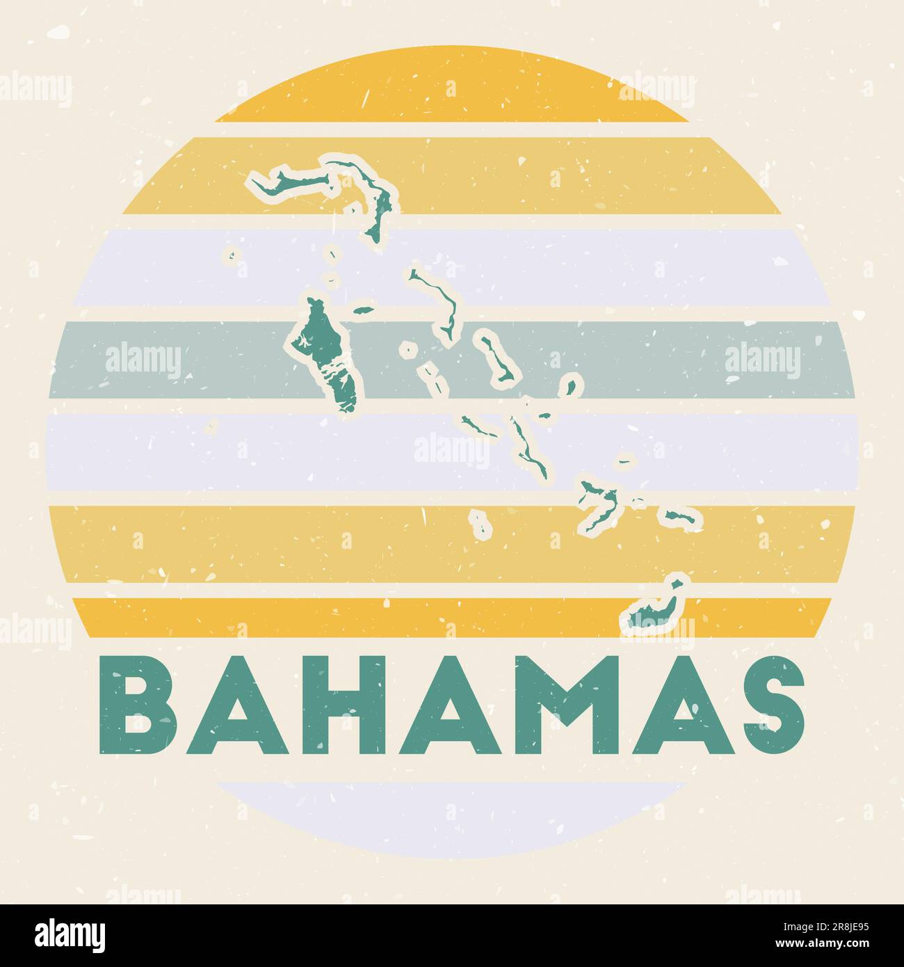 Bahamas logo. Sign with the map of the country and colored stripes ...