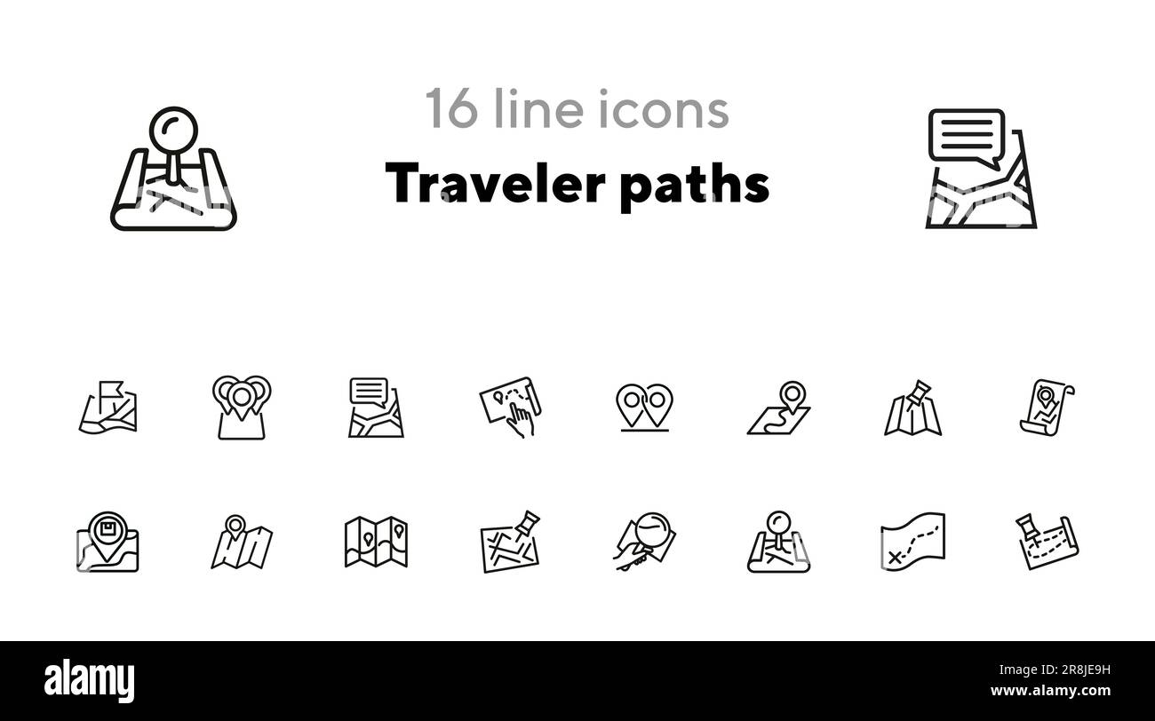 Traveler paths line icon set Stock Vector Image & Art - Alamy