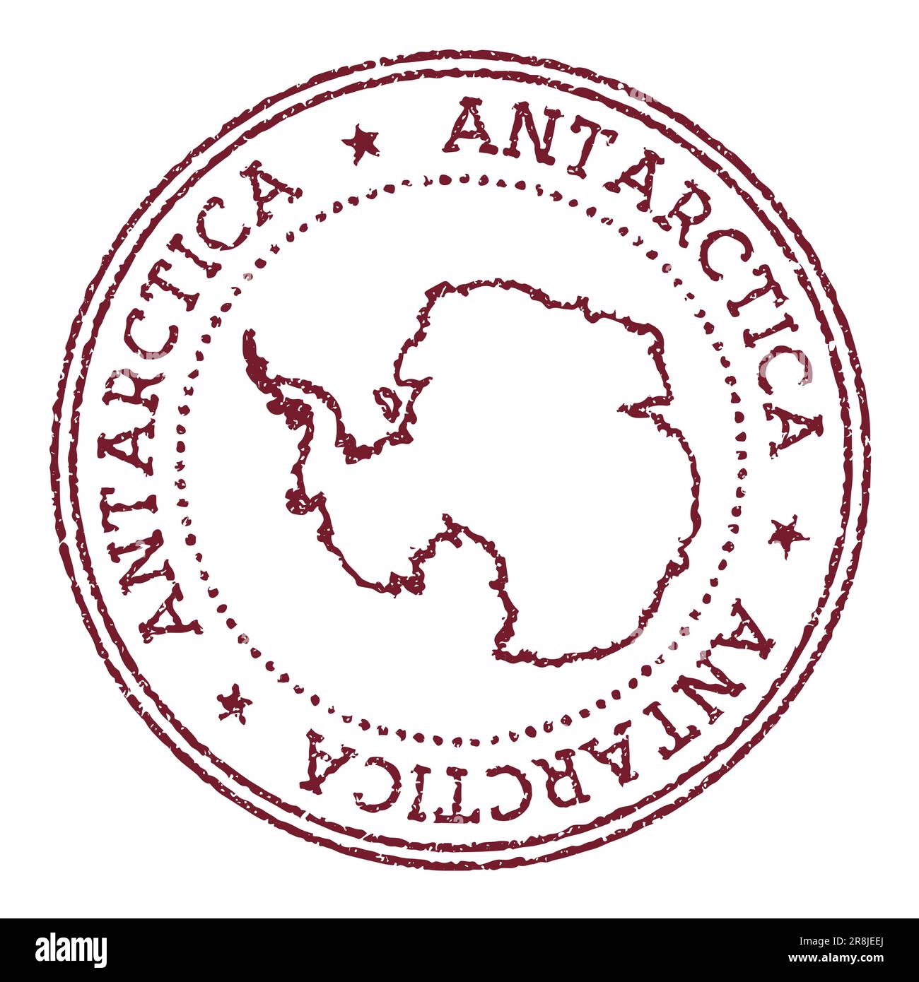 Antarctica round rubber stamp with country map. Vintage red passport ...
