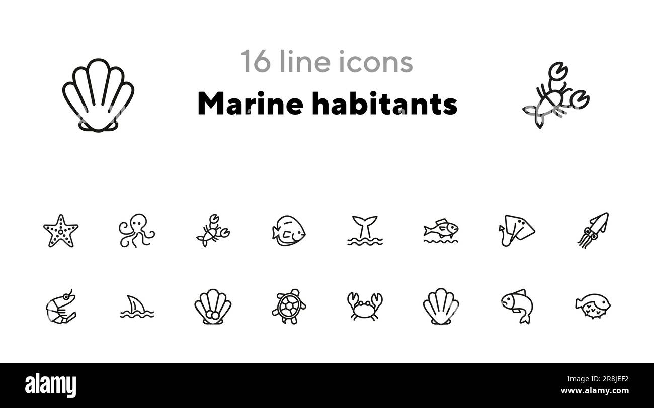Marine habitants icon set Stock Vector Image & Art - Alamy
