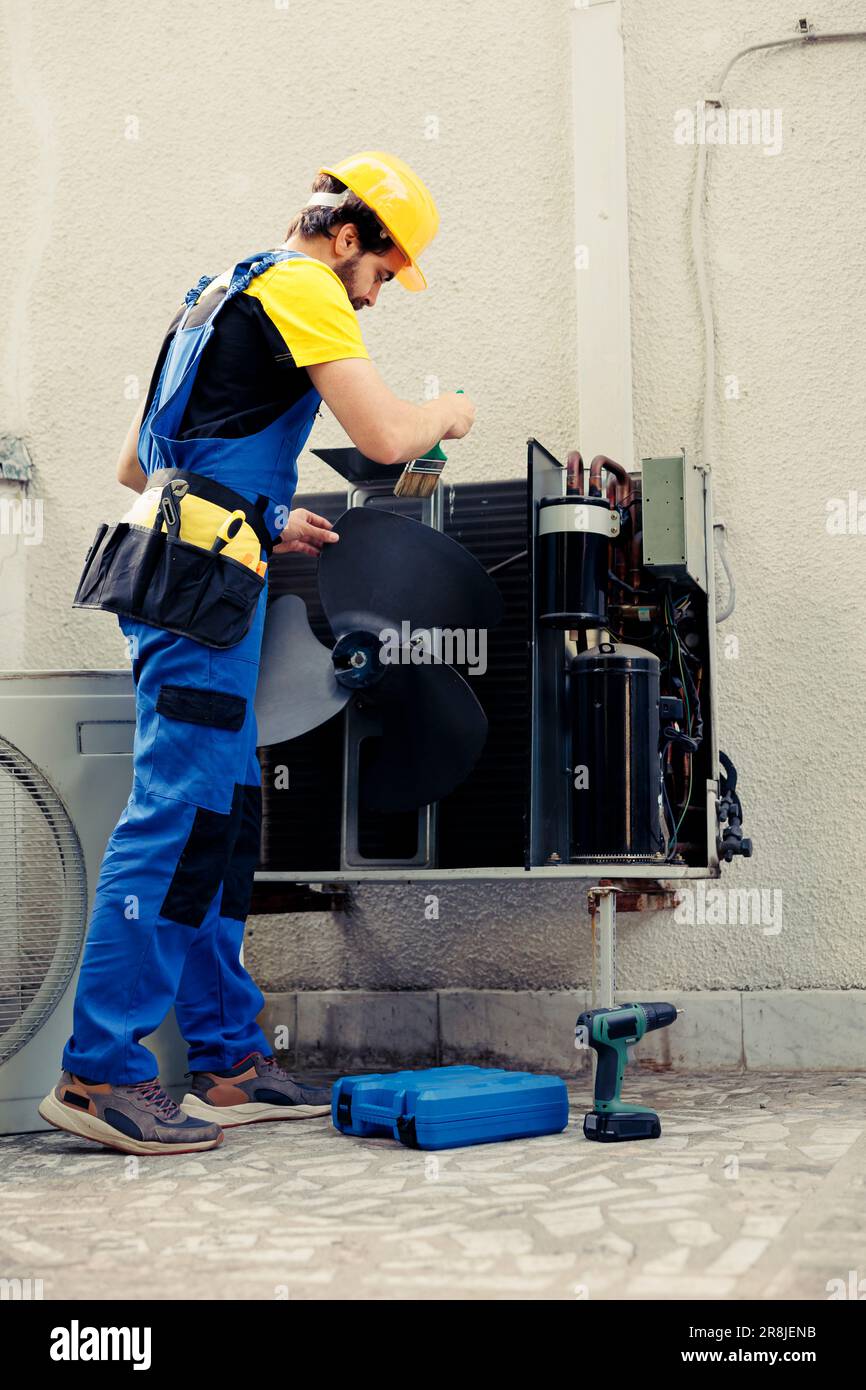 Qualified electrician commissioned by client for annual hvac system ...