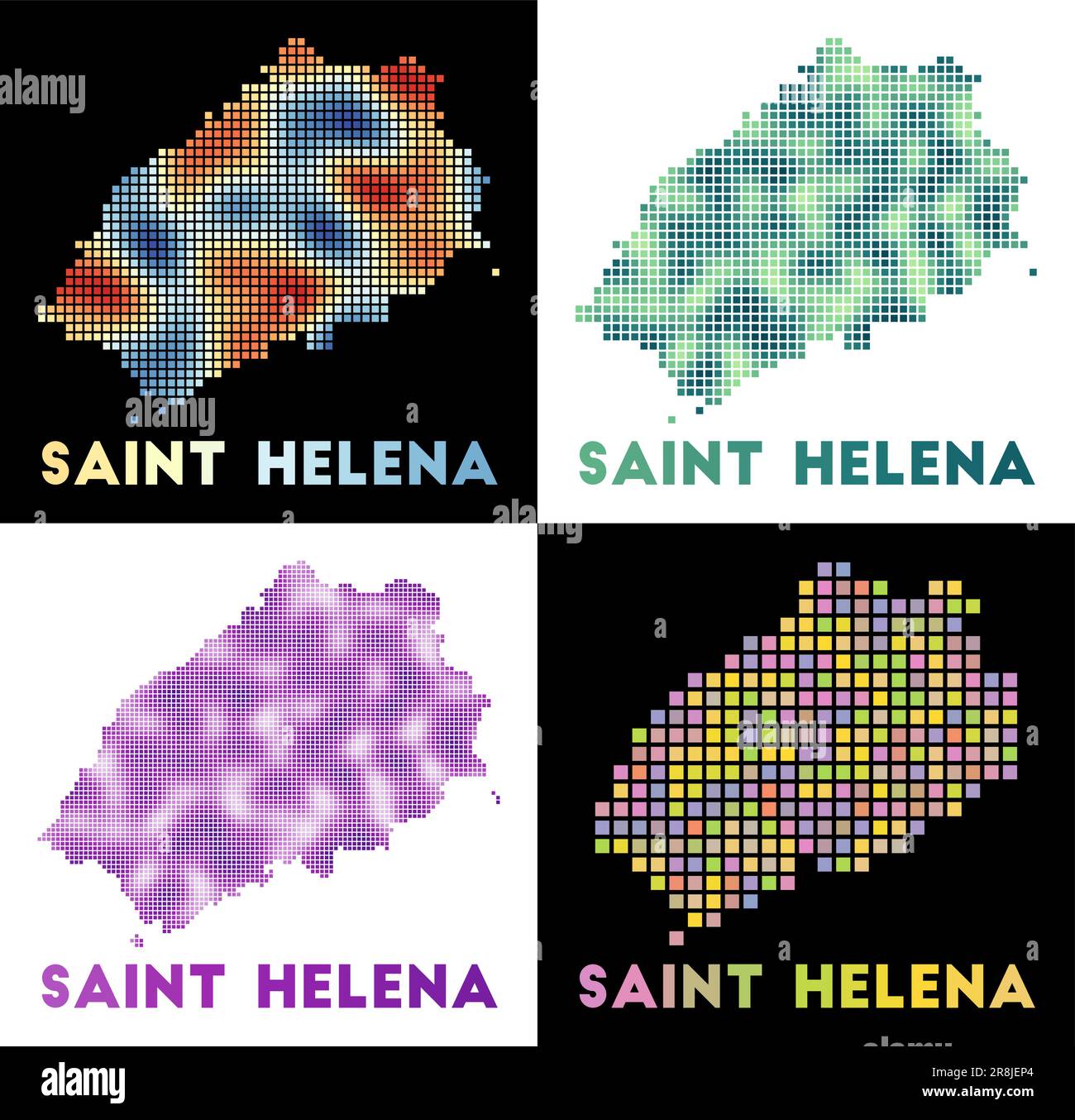 Saint Helena map. Collection of maps of Saint Helena in dotted style ...