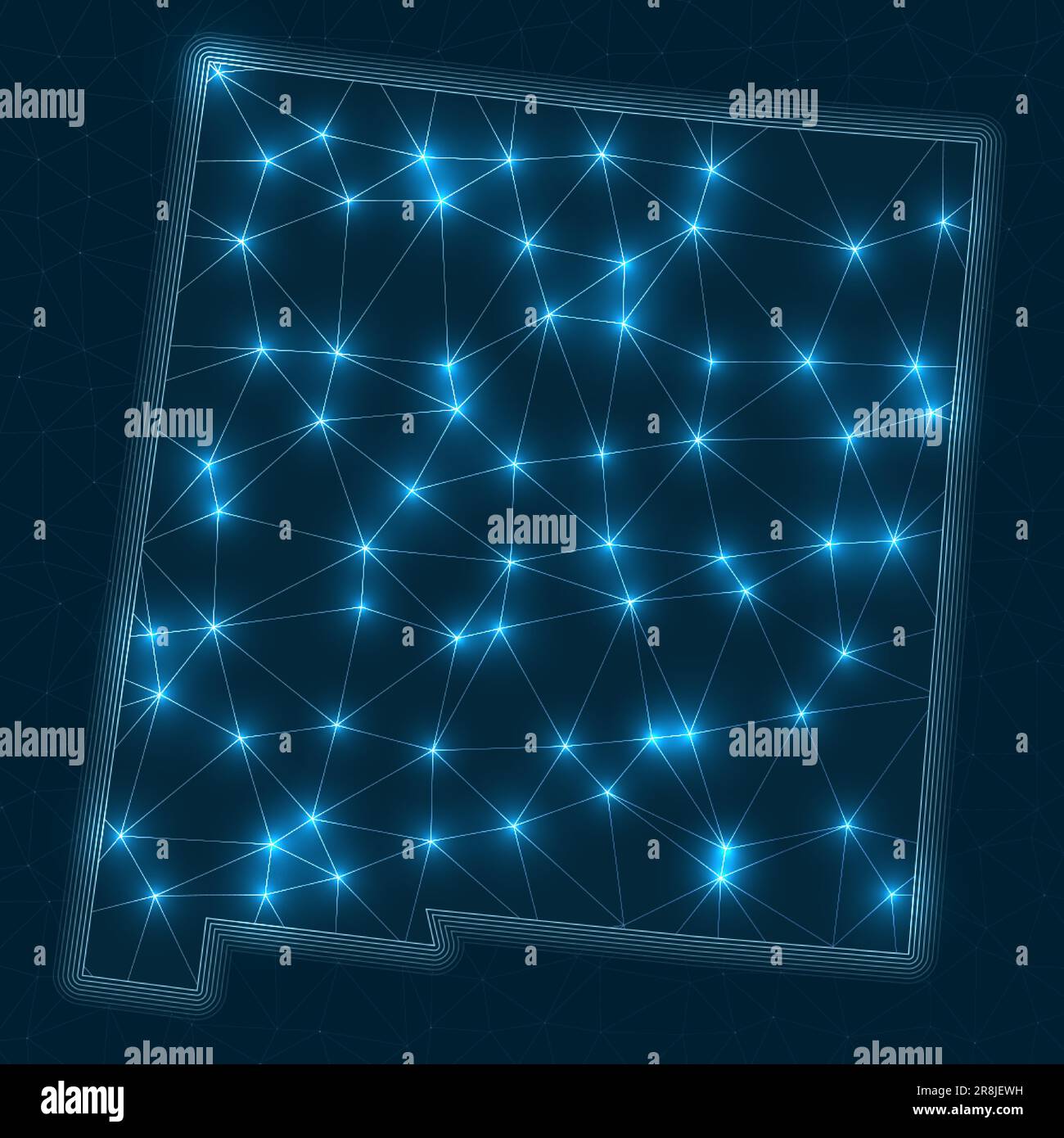 New Mexico network map. Abstract geometric map of the US state. Digital ...