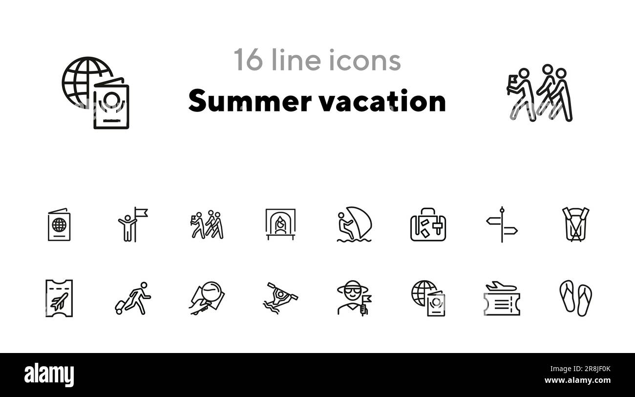 Summer vacation line icon set Stock Vector Image & Art - Alamy