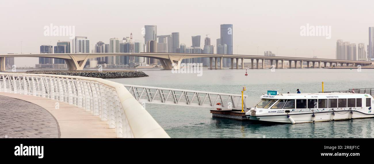 Sheikh Zayed Bridge and Abu Dhabi skyline viewed from Al Saadiyat ...