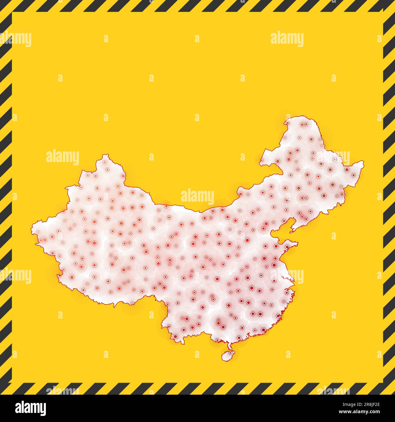 China closed - virus danger sign. Lock down country icon. Black striped ...