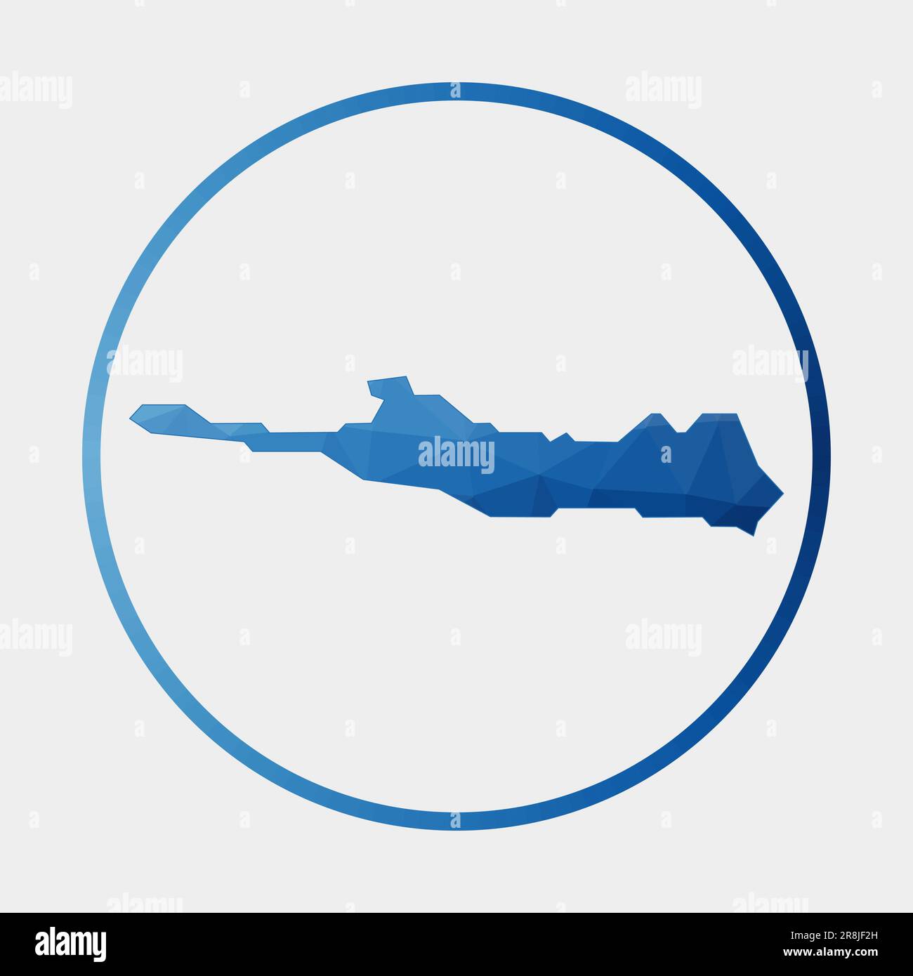 Paradise Island icon. Polygonal map in gradient ring. Round low poly ...
