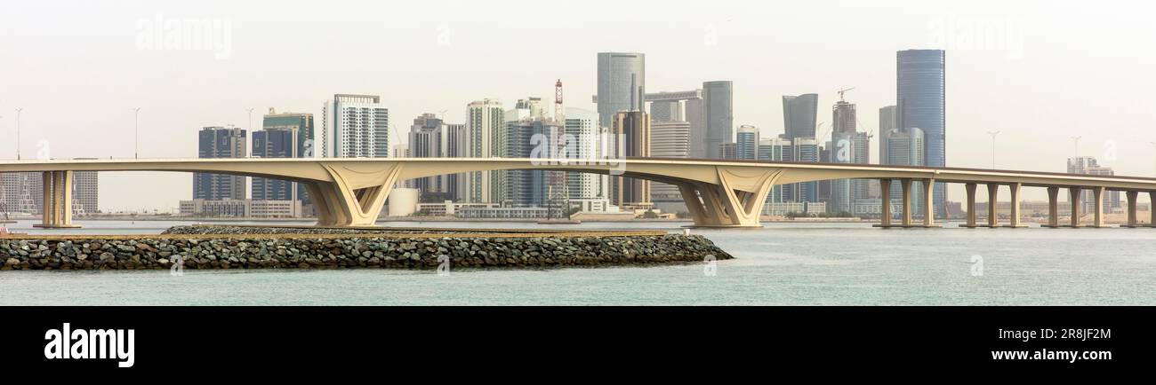 Sheikh Zayed Bridge and Abu Dhabi skyline viewed from Al Saadiyat ...