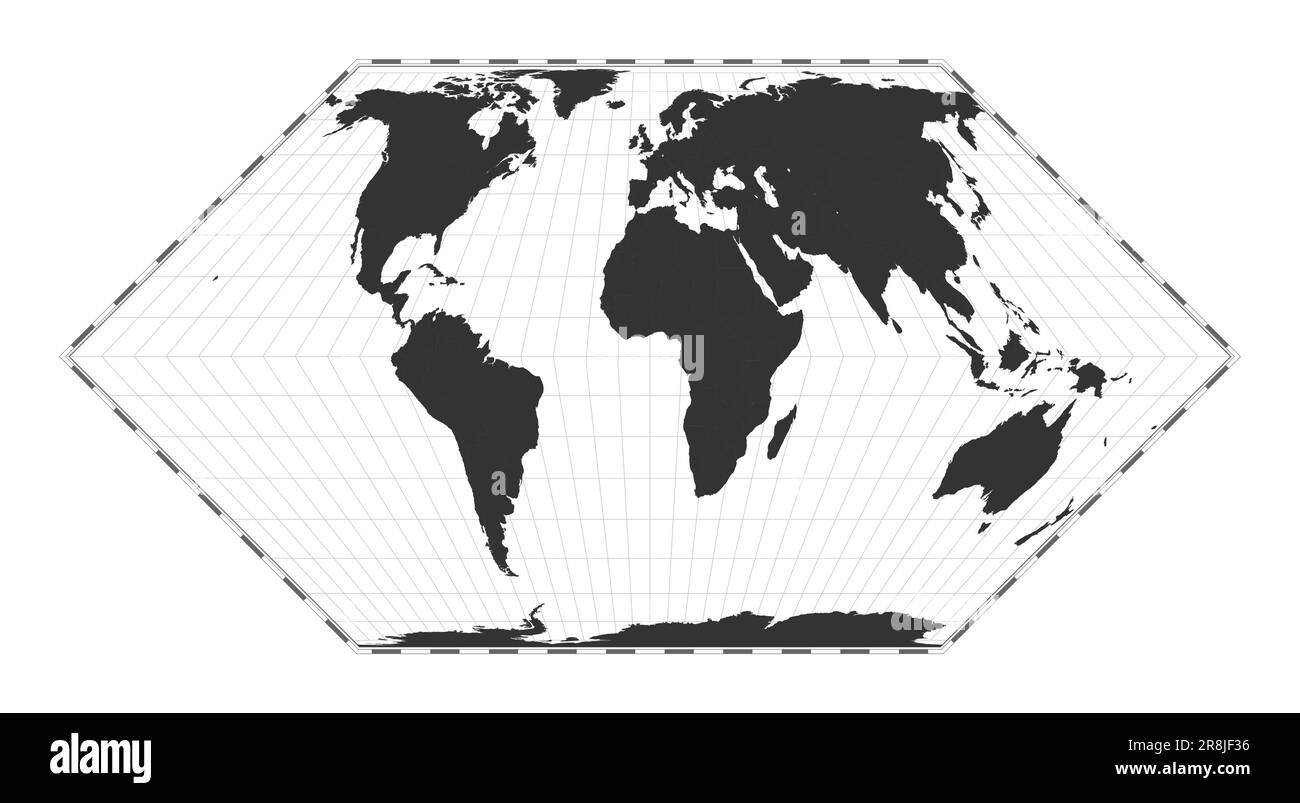 Vector world map. Eckert II projection. Plain world geographical map ...