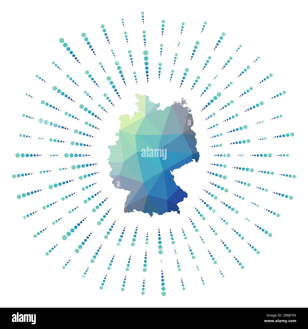 Shape of Germany, polygonal sunburst. Map of the country with colorful ...