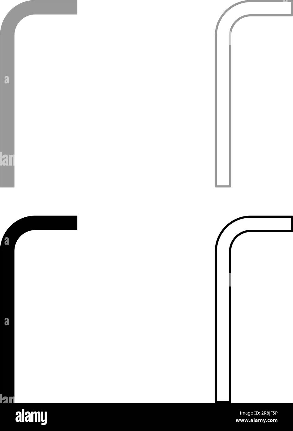 Hex key hex key wrenche tool fixing concept set icon grey black color ...