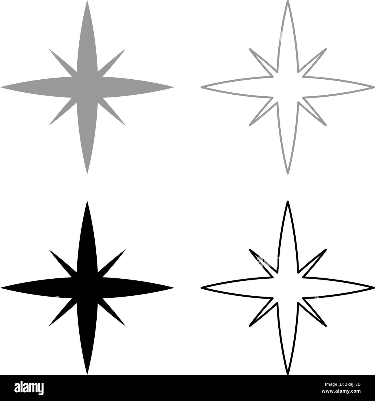 Star spark set icon grey black color vector illustration image simple ...