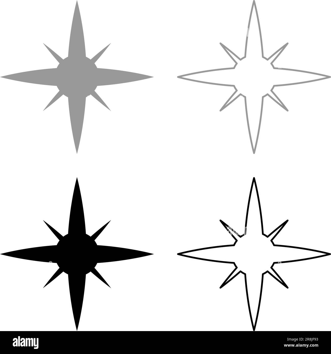 Star spark set icon grey black color vector illustration image simple ...