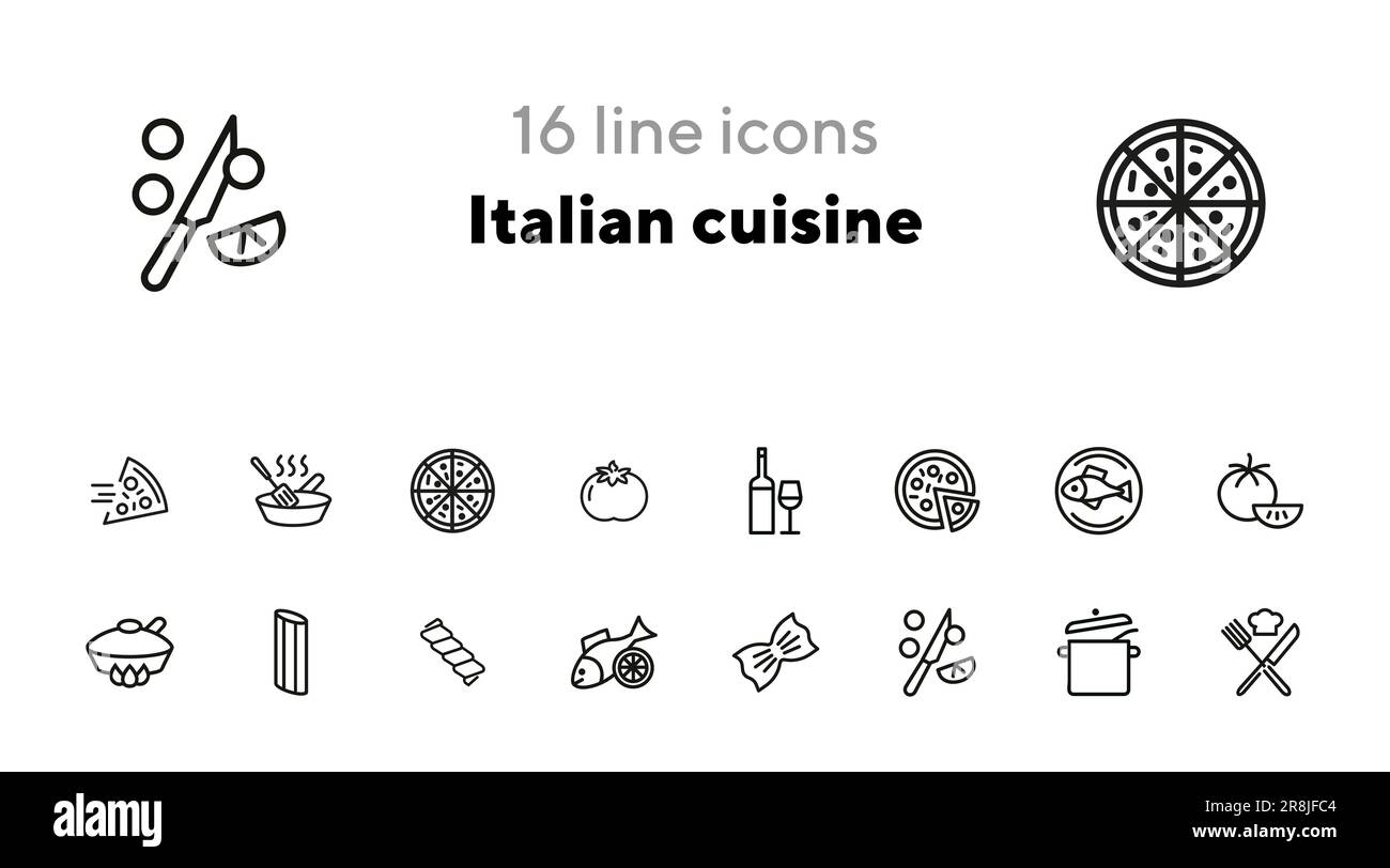 Italian cuisine line icon set Stock Vector Image & Art - Alamy
