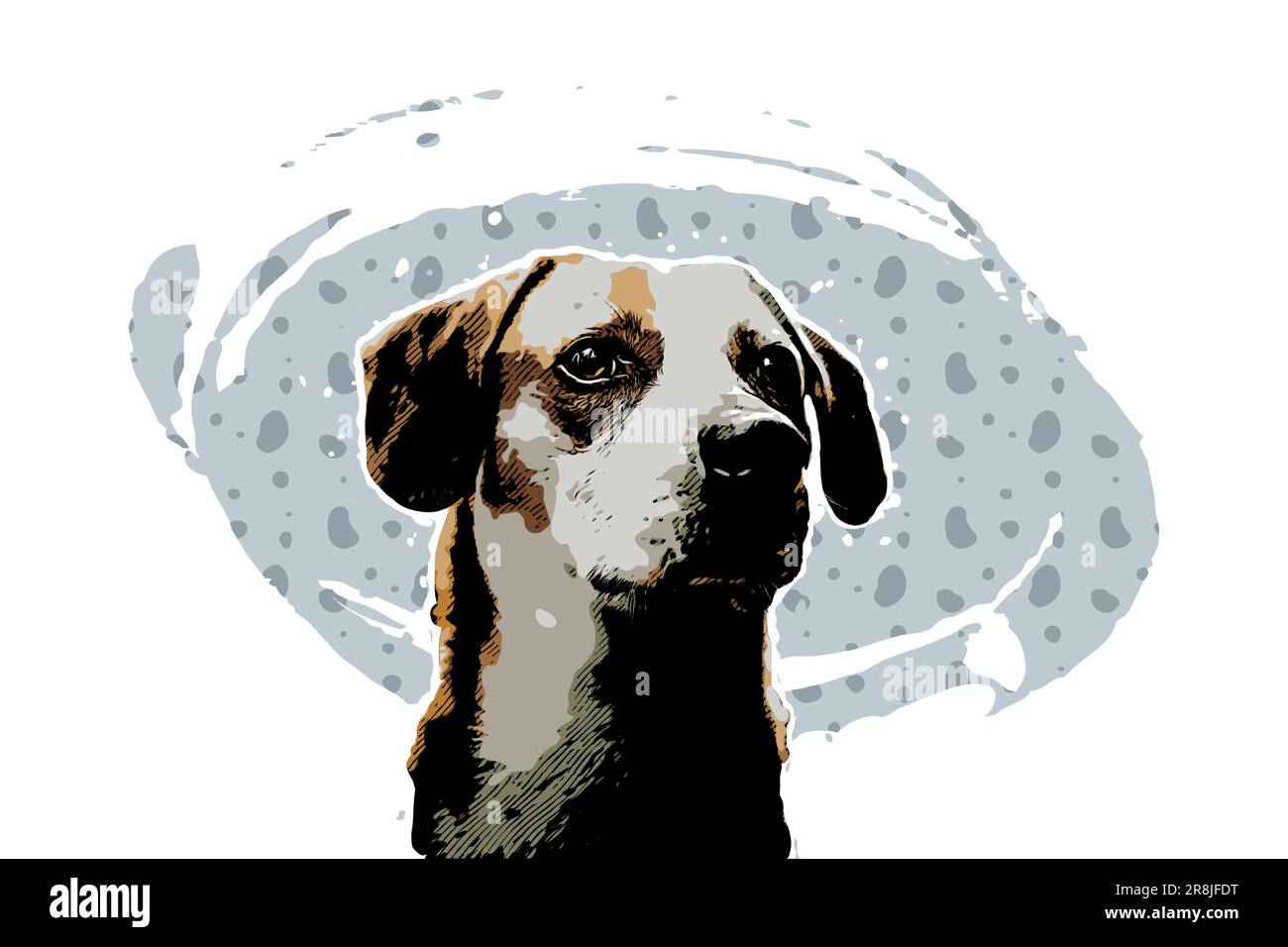 Head of a brown dog on pattern background, comic sketch style, vector ...