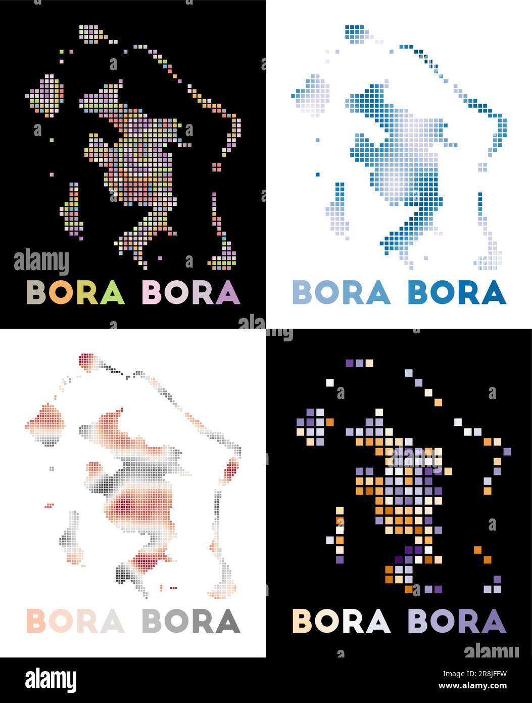 Bora Bora map. Collection of maps of Bora Bora in dotted style. Vector illustration Stock Vector ...