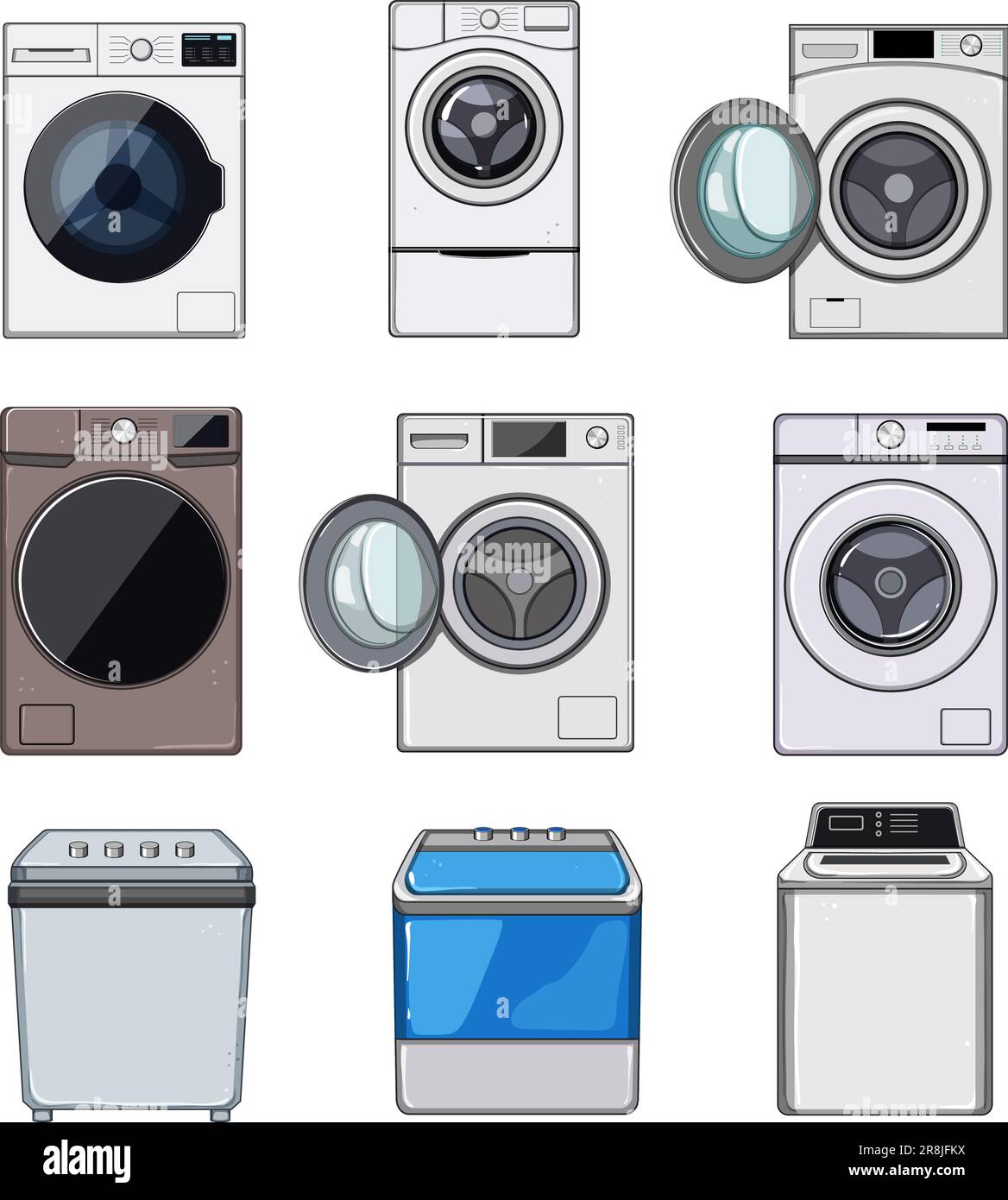 washing machine set cartoon vector illustration Stock Vector Image ...