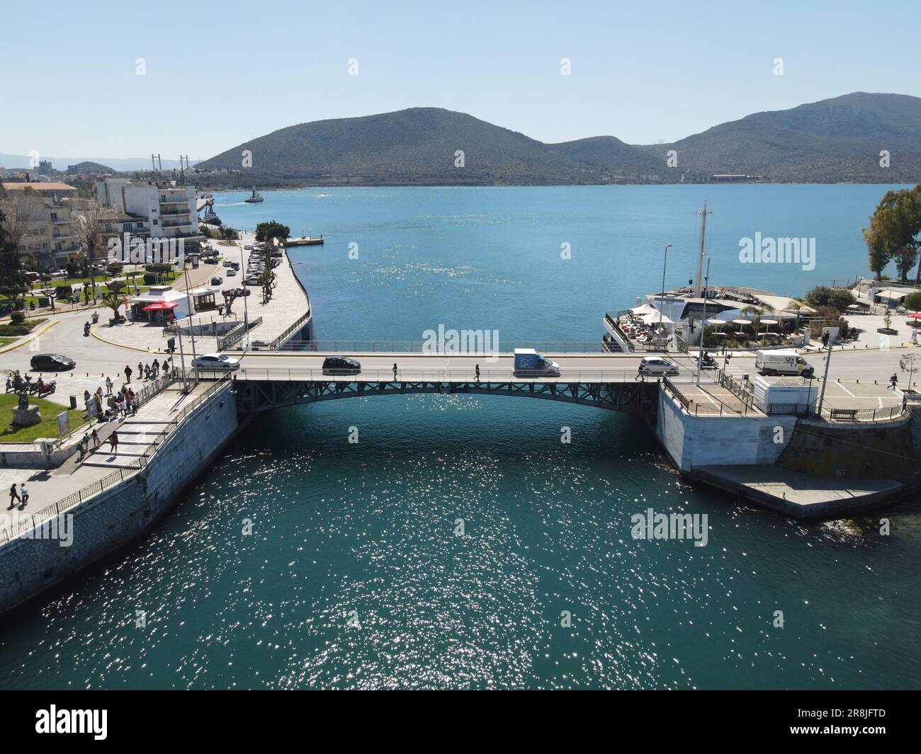 Arched vehicular and pedestrian bridge built in 1962 to connect the ...