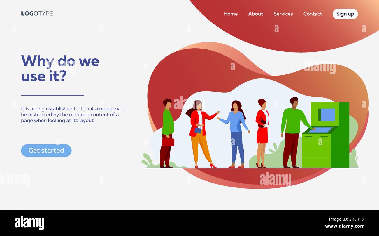 People waiting in queue for bank machine Stock Vector Image & Art - Alamy