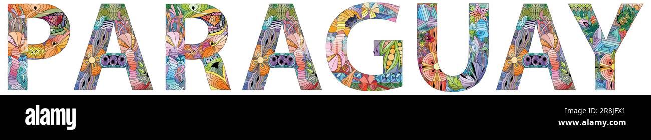Vector word Paraguay. Hand-painted art design. Illustration for t ...