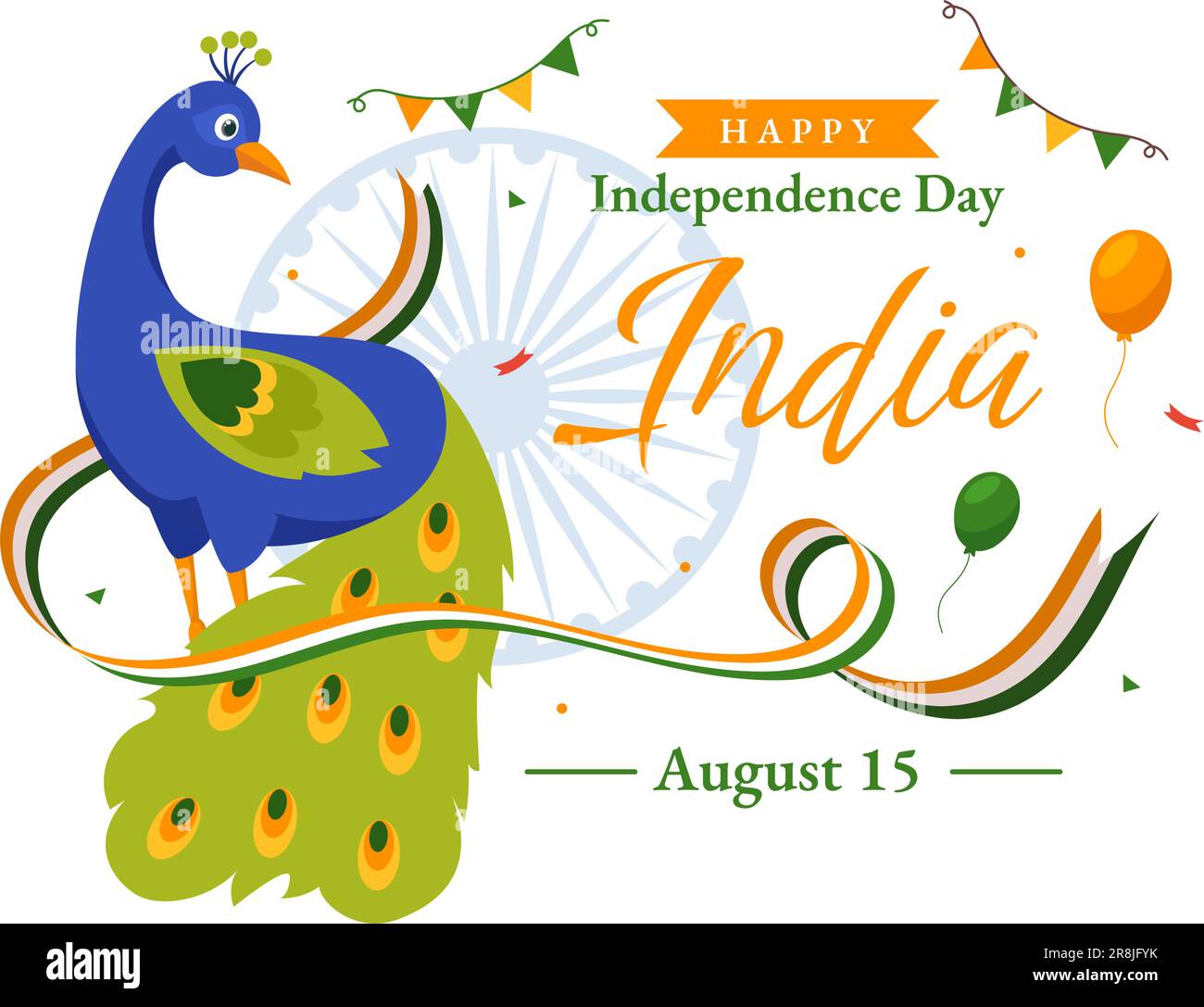 Happy Independence Day India Vector Illustration on 15 August with ...
