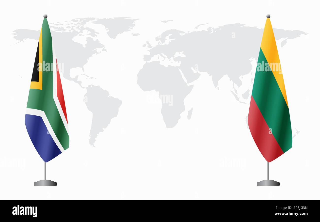 South Africa and Lithuania flags for official meeting against ...