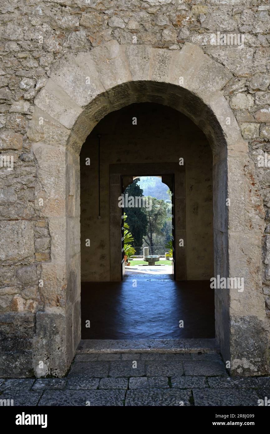 A historic entryway to the medieval monastery near the ancient abbey of ...