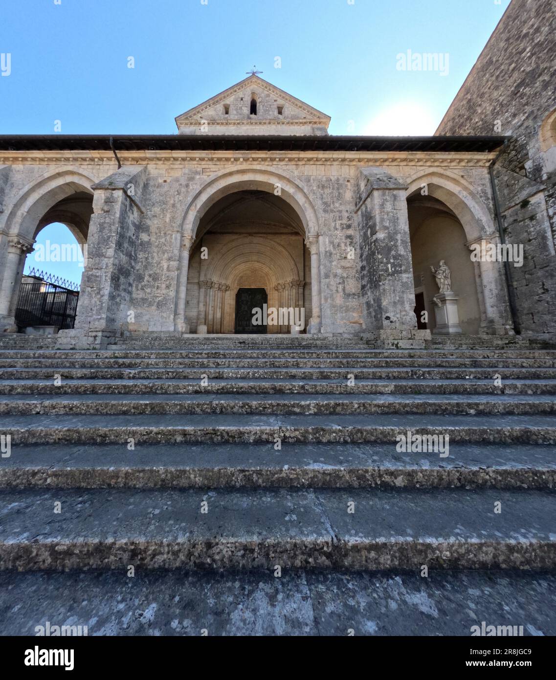 A beautiful shot of historic views of the medieval monastery near the ...