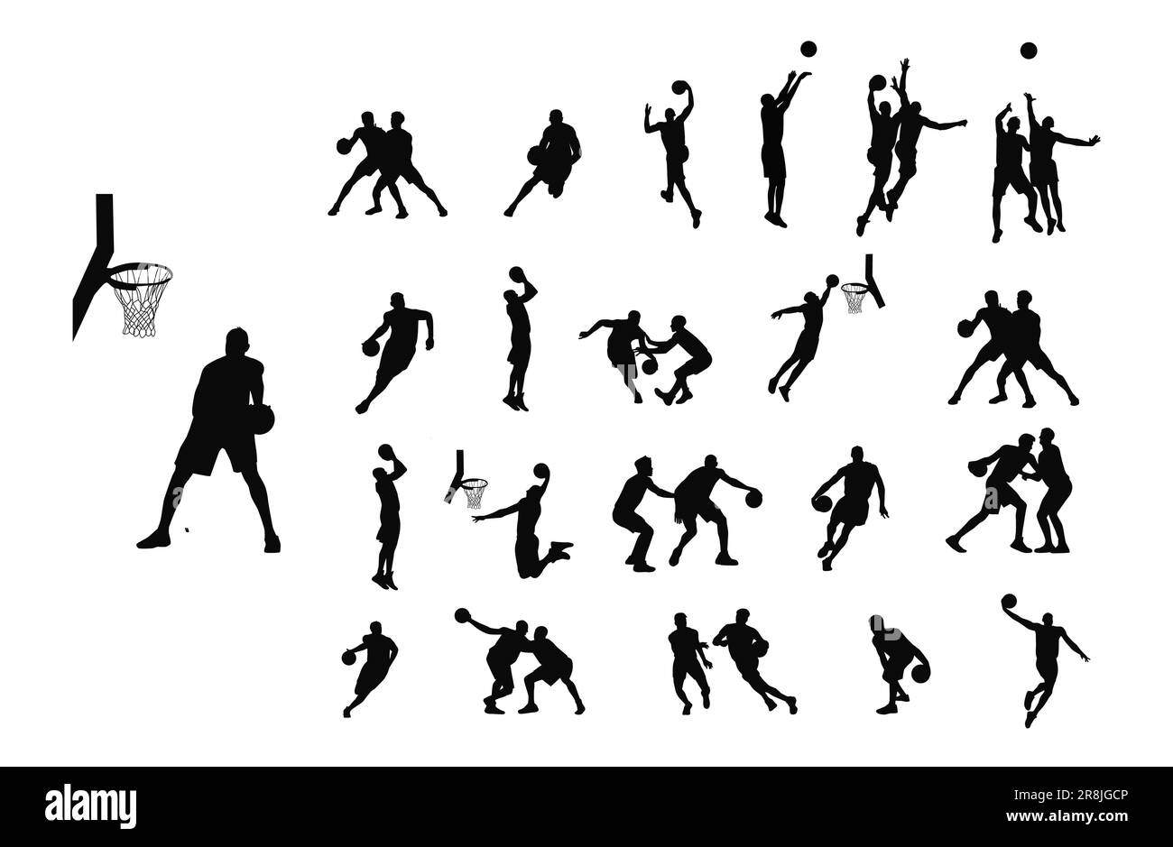 Man basketball player, people playing basketball silhouette Stock ...