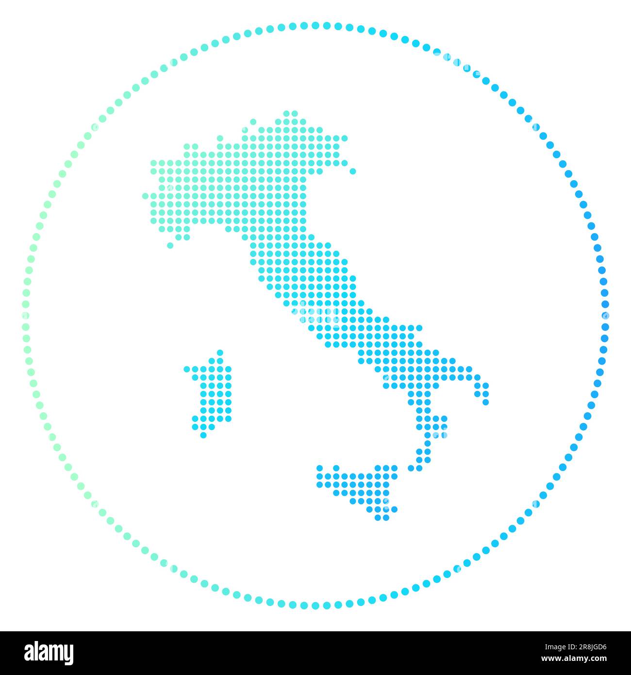 Italy digital badge. Dotted style map of Italy in circle. Tech icon of ...