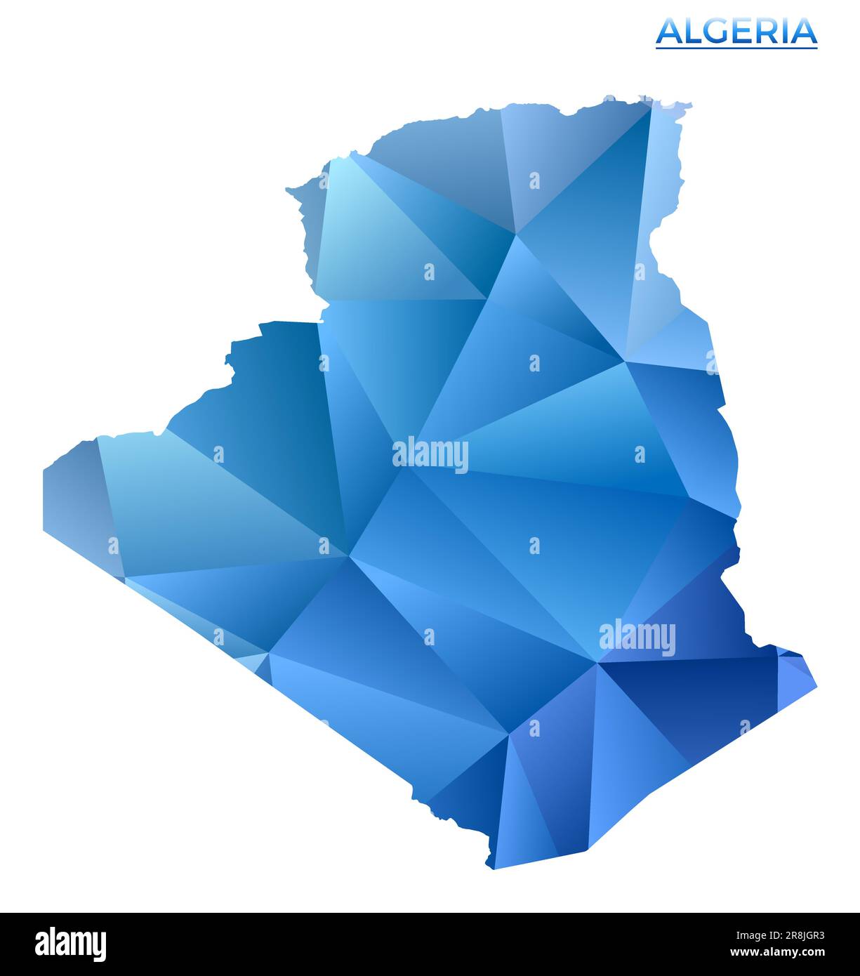 Vector polygonal Algeria map. Vibrant geometric country in low poly style. Awesome illustration ...