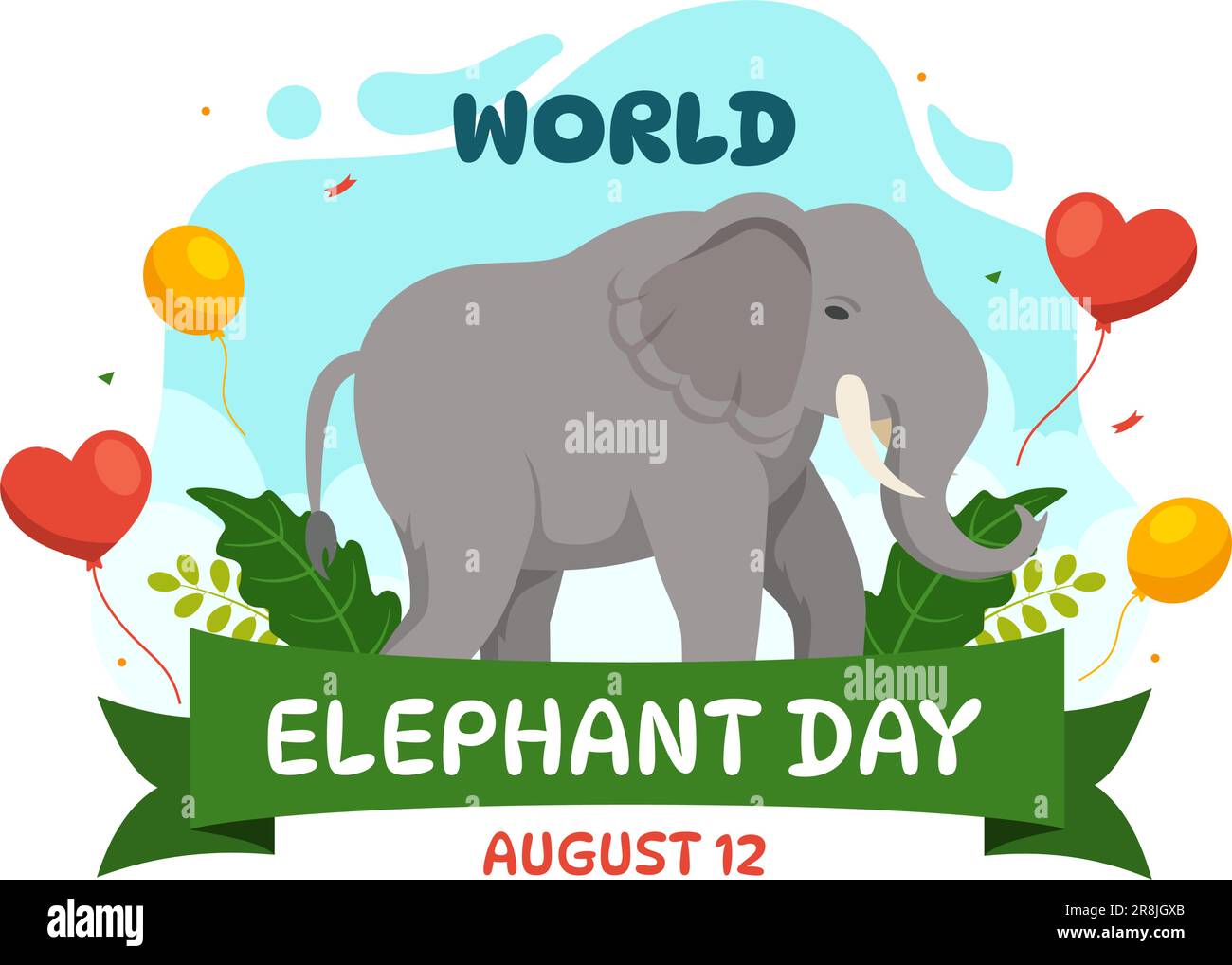 World Elephant Day Vector Illustration on 12 August with Elephants ...
